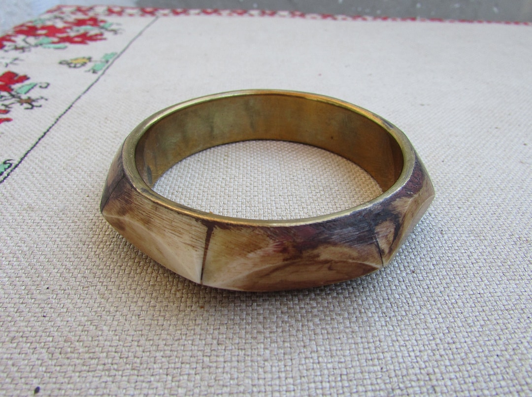 Vintage 70s Brass Bone Bangle Bracelet, Collectible Jewelry - Etsy