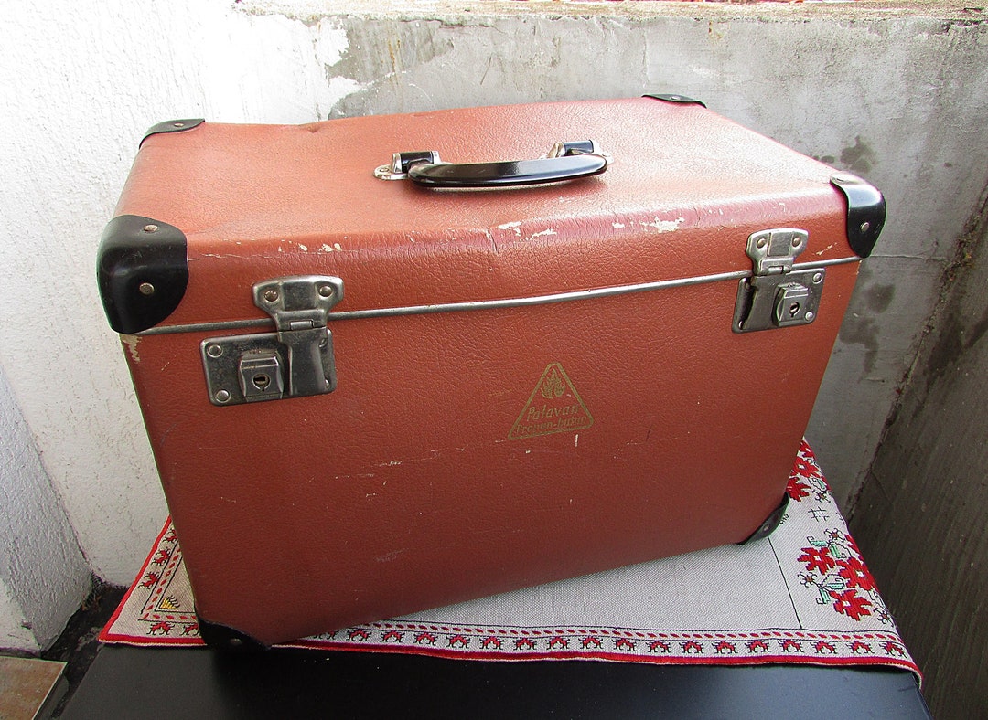 Vintage Luggage Suitcase 1950s, Brown Cardboard Case, Big Size Suitcase ...