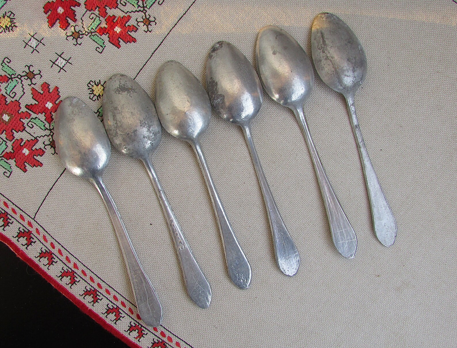 Vintage Aluminum Spoons Set of 6, Large Serving Spoons, Collectible ...