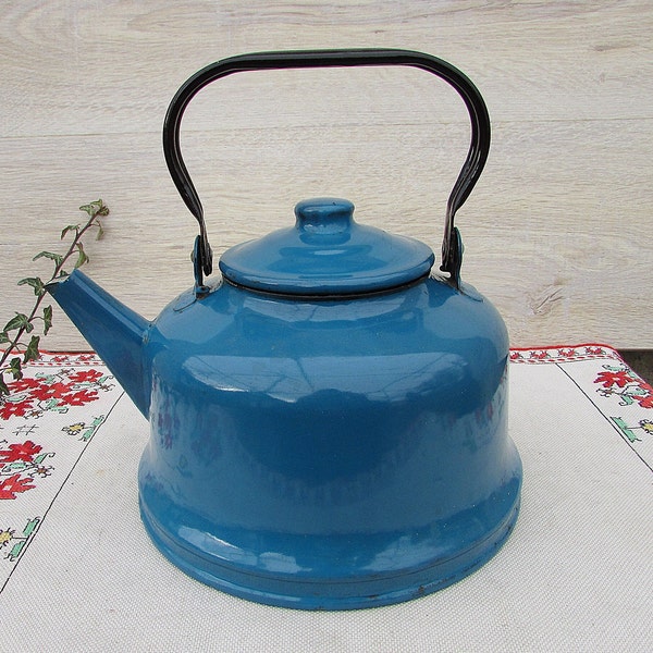Blue Enamel Teapot - Etsy