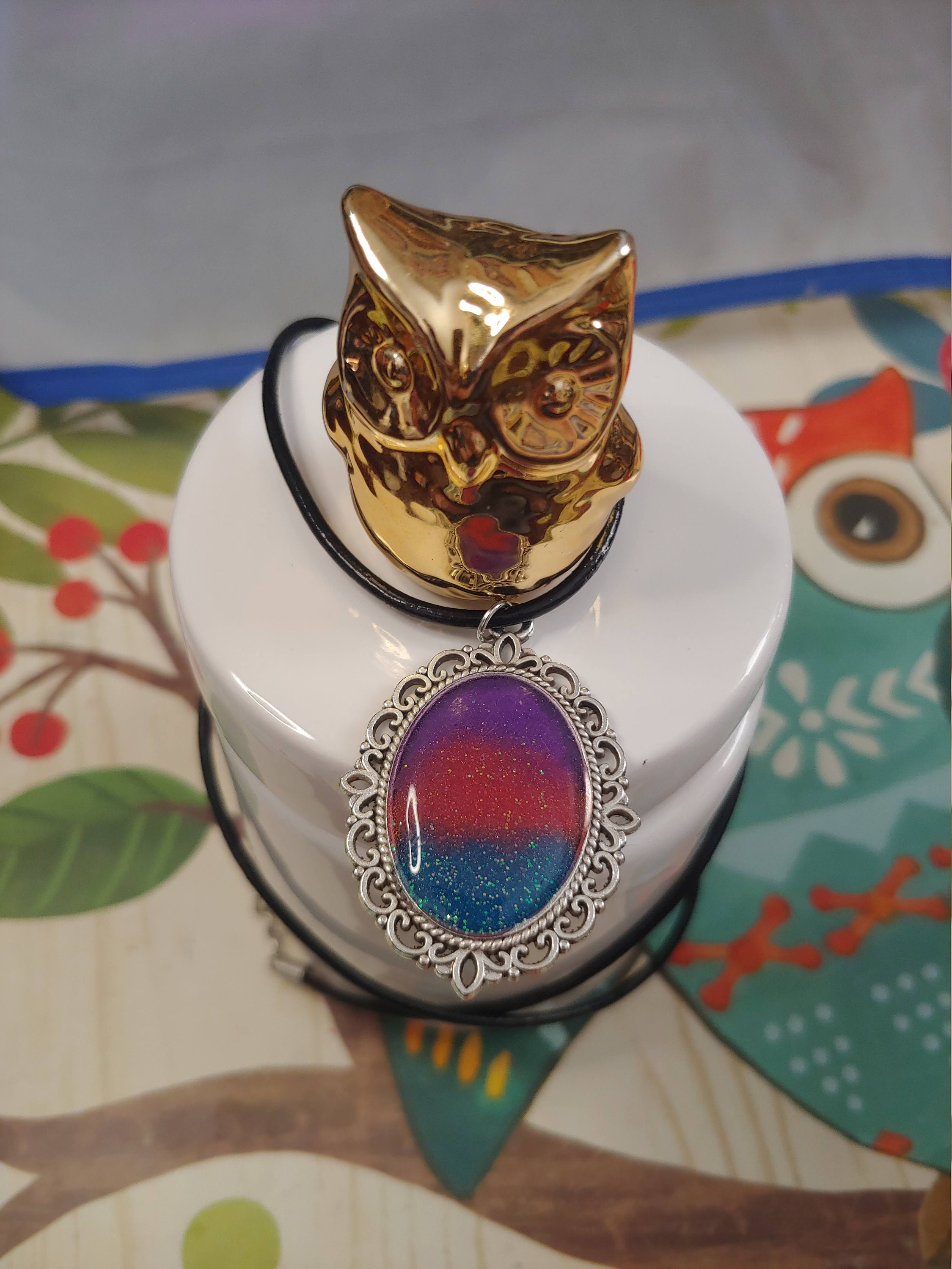 Bisexual Pride Flag Pink Purple and Blue Resin Pedant in | Etsy