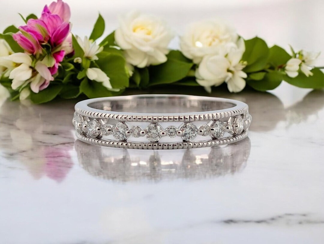 Margot | 14k White Gold Diamond Band With .35 CTW Natural Diamonds ...
