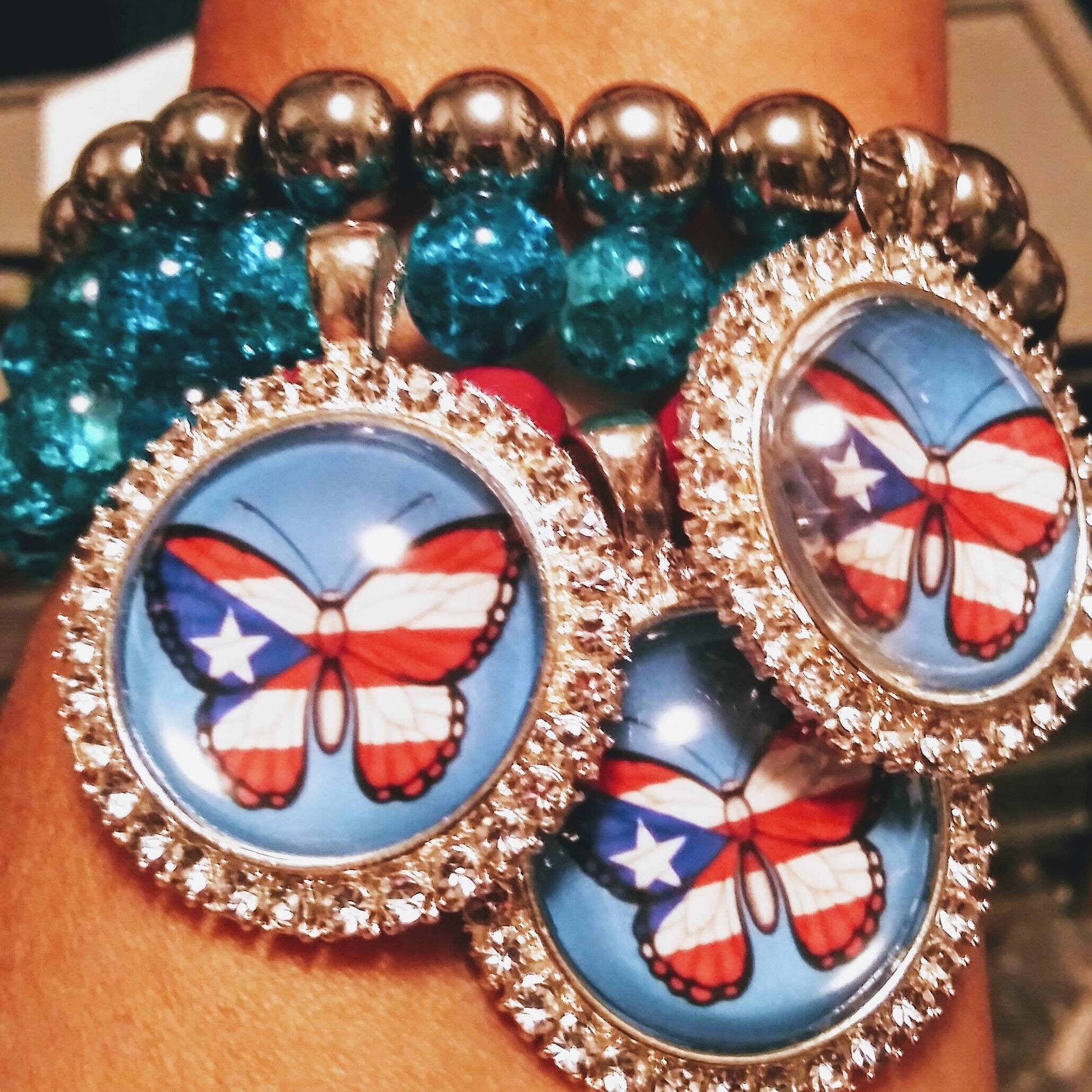 Puerto Rico Flag Charm Bracelets | Etsy
