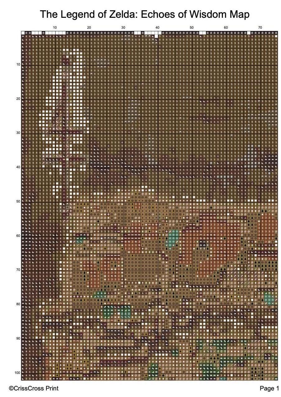 The Legend of Zelda: Echoes of Wisdom Cross Stitch Map PDF Pattern - Etsy