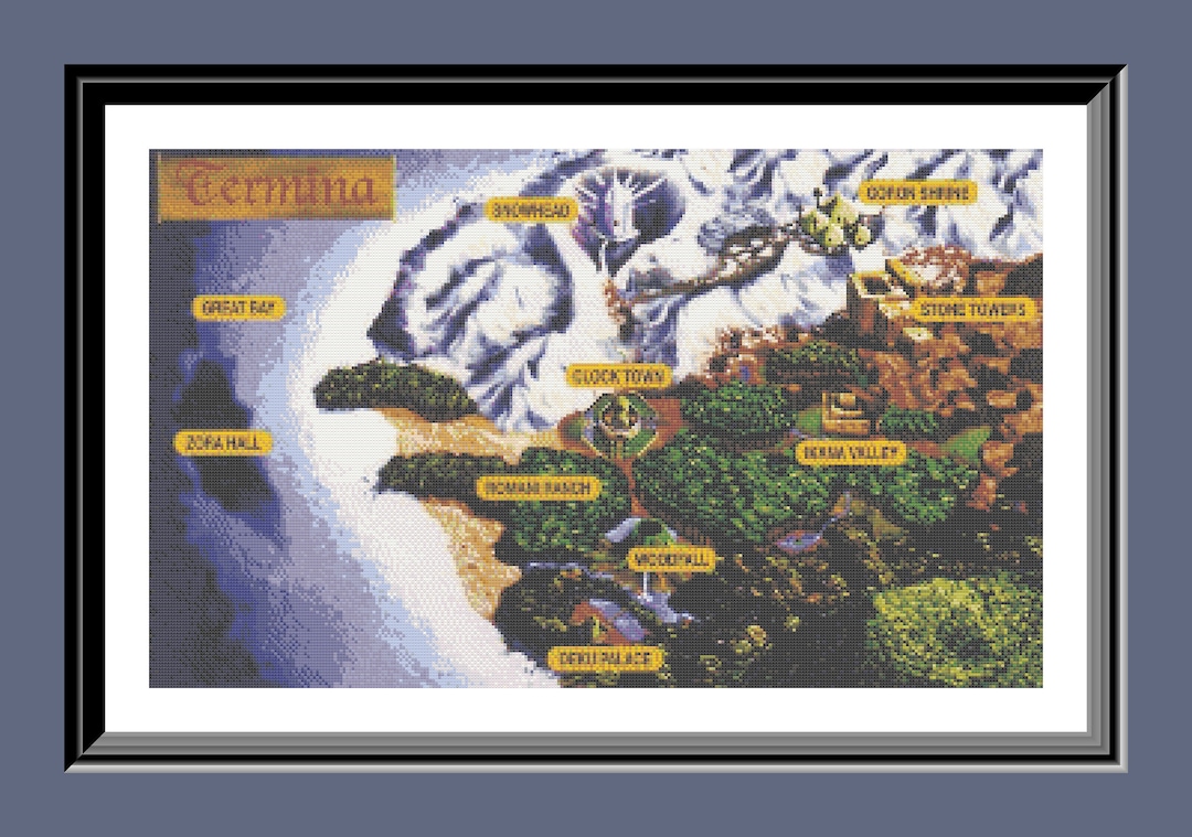 Legend of Zelda: Majora's Mask World Map Cross Stitch Color PDF Pattern ...