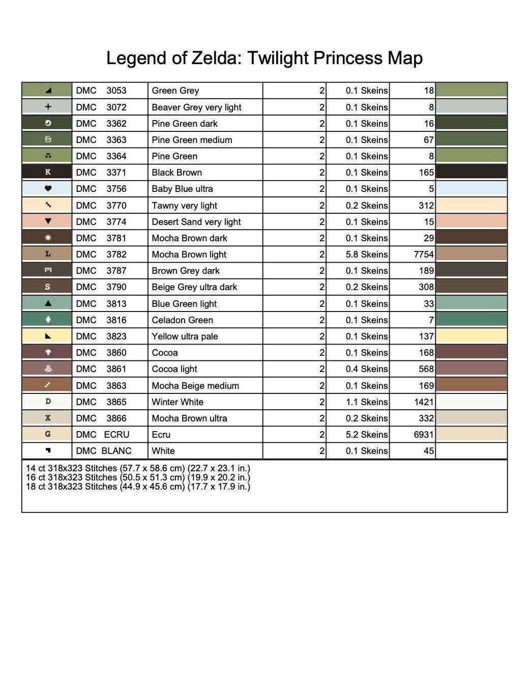 Legend of Zelda: Twilight Princess Cross Stitch Map PDF - Etsy