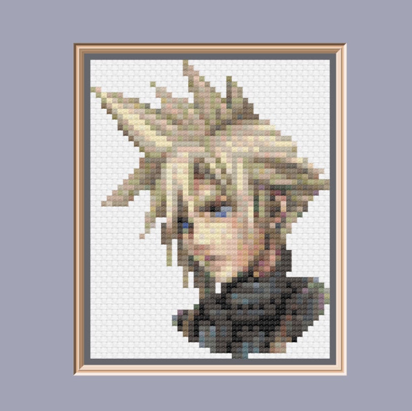 Cloud Strife Pixel Art Template