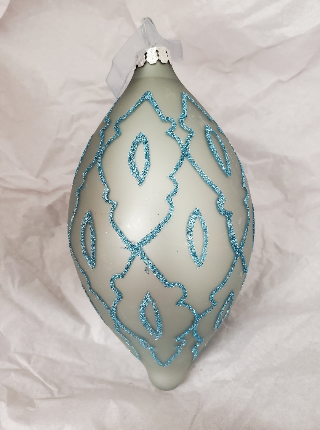 Light Blue Spiral Frontgate Glass Ornament - Etsy