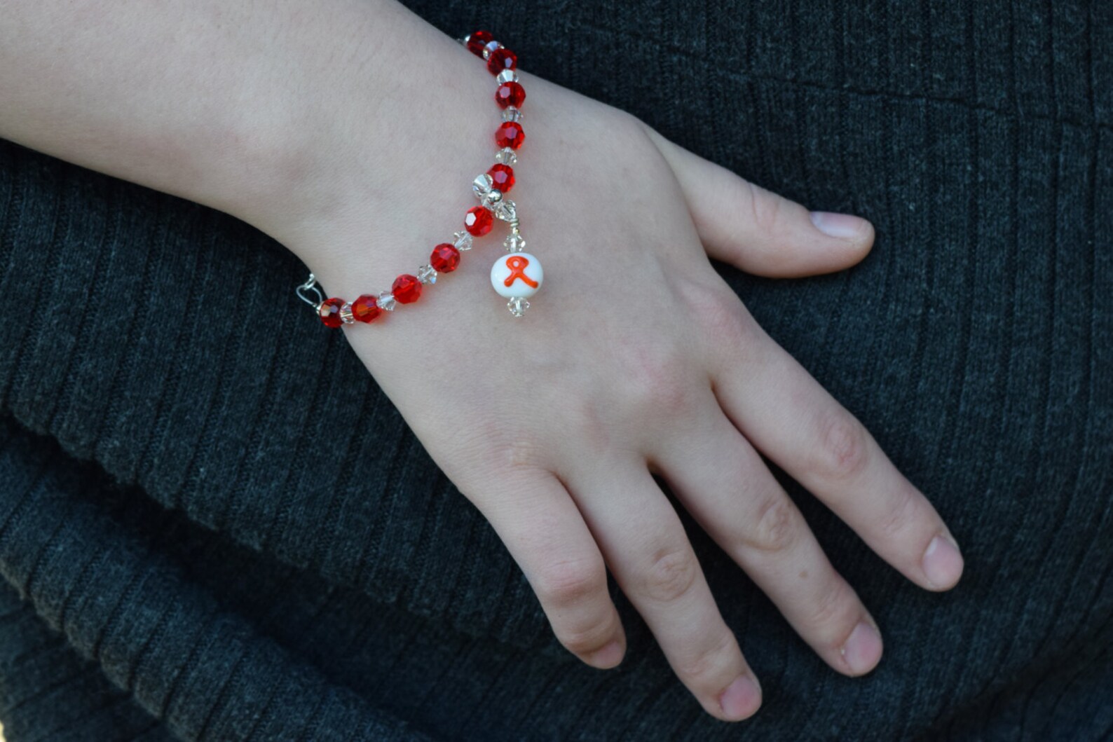 Red Ribbon Abacus Bracelet HIV/AIDS Ribbon Heart Disease - Etsy