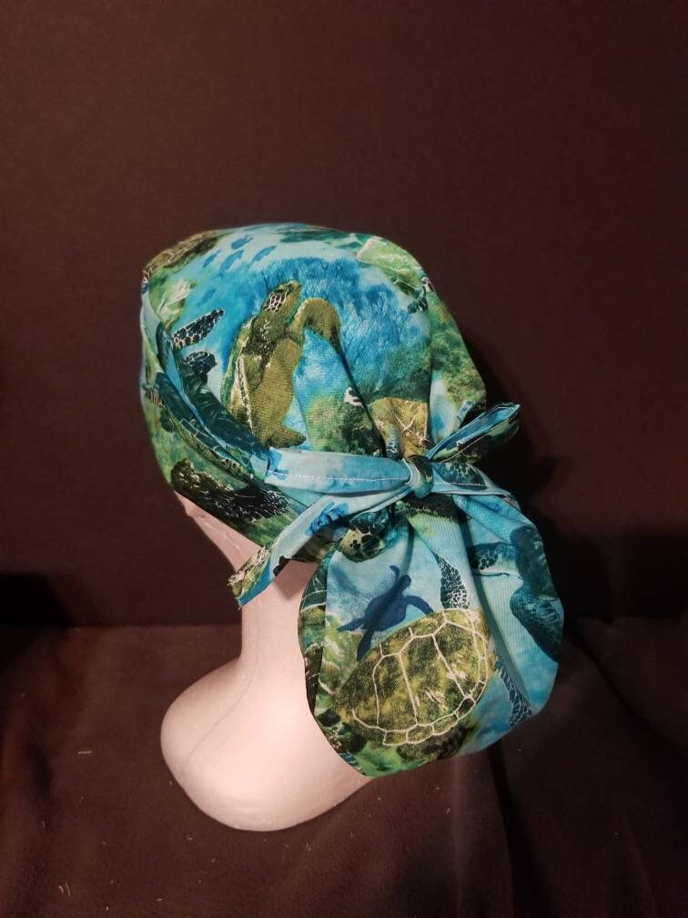 Scrub Cap, Ocean, Sea Turtle, Turtle, Surgical Scrub Cap, Scrub Hat ...