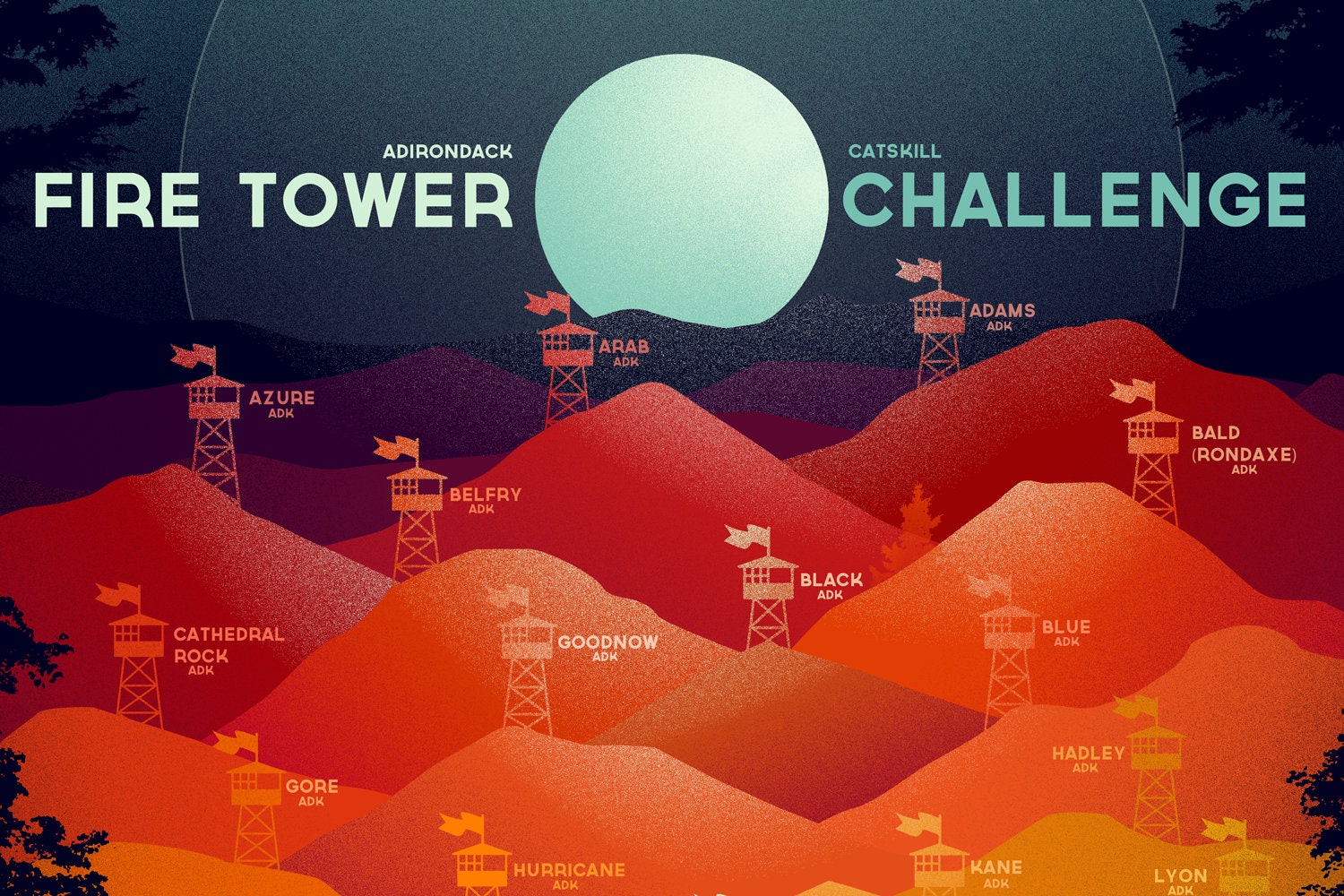 Adirondack Fire Tower Challenge Print ADK / Catskills NY | Etsy