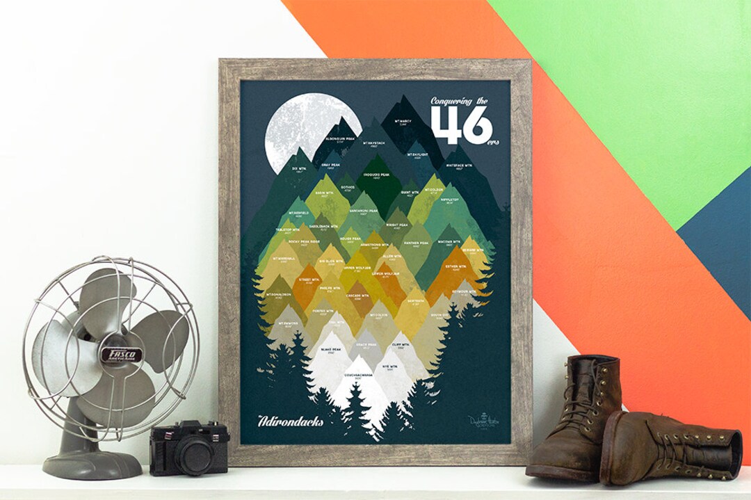 Conquering the 46 ADK 46ers Print Adirondacks NY - Etsy