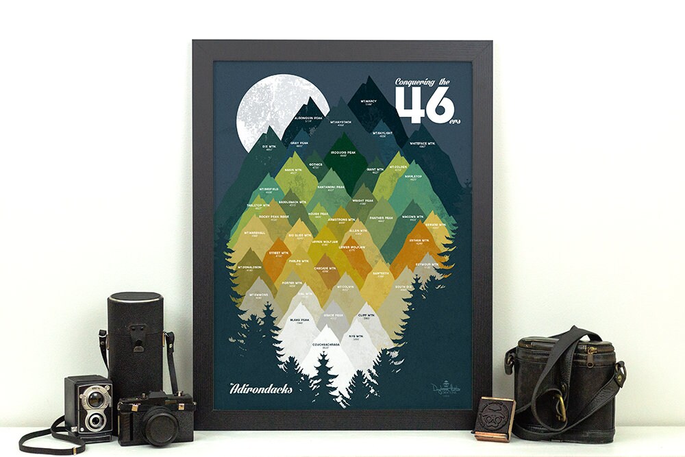 Conquering the 46 ADK 46ers Print Adirondacks NY | Etsy