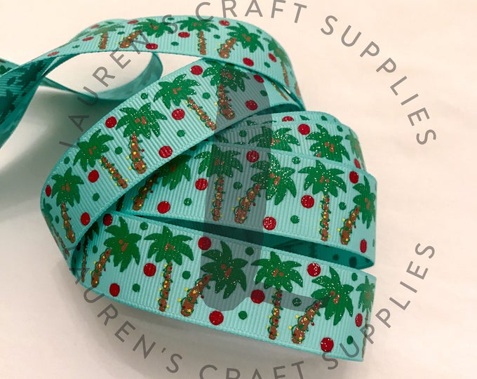 Christmas Palm Trees | Palm Tree Ribbon | Christmas Palm Tree Grosgrain ...