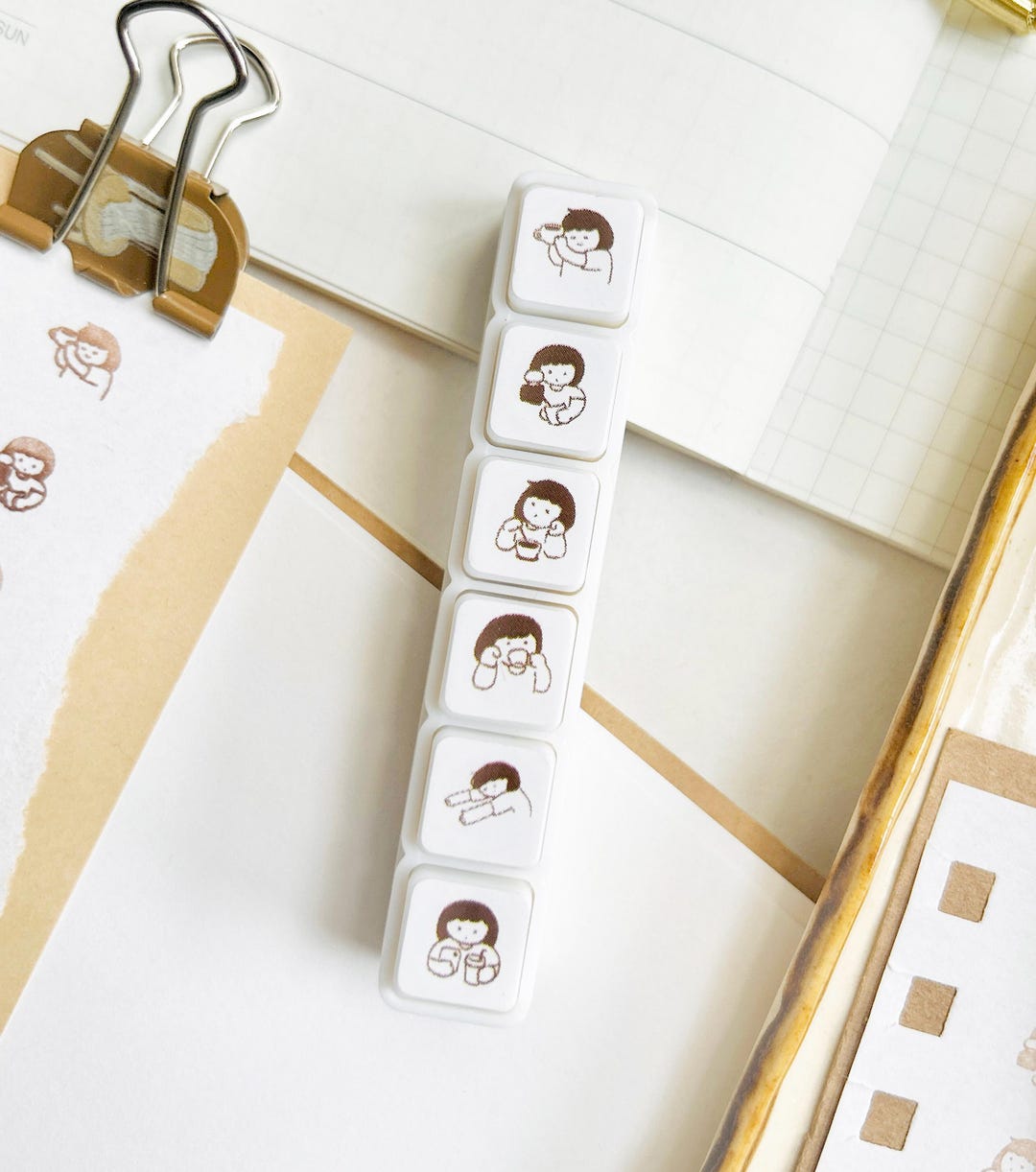 Original Design Mini Stamp, Detachable 6-in-1 Push Button Stamp for ...