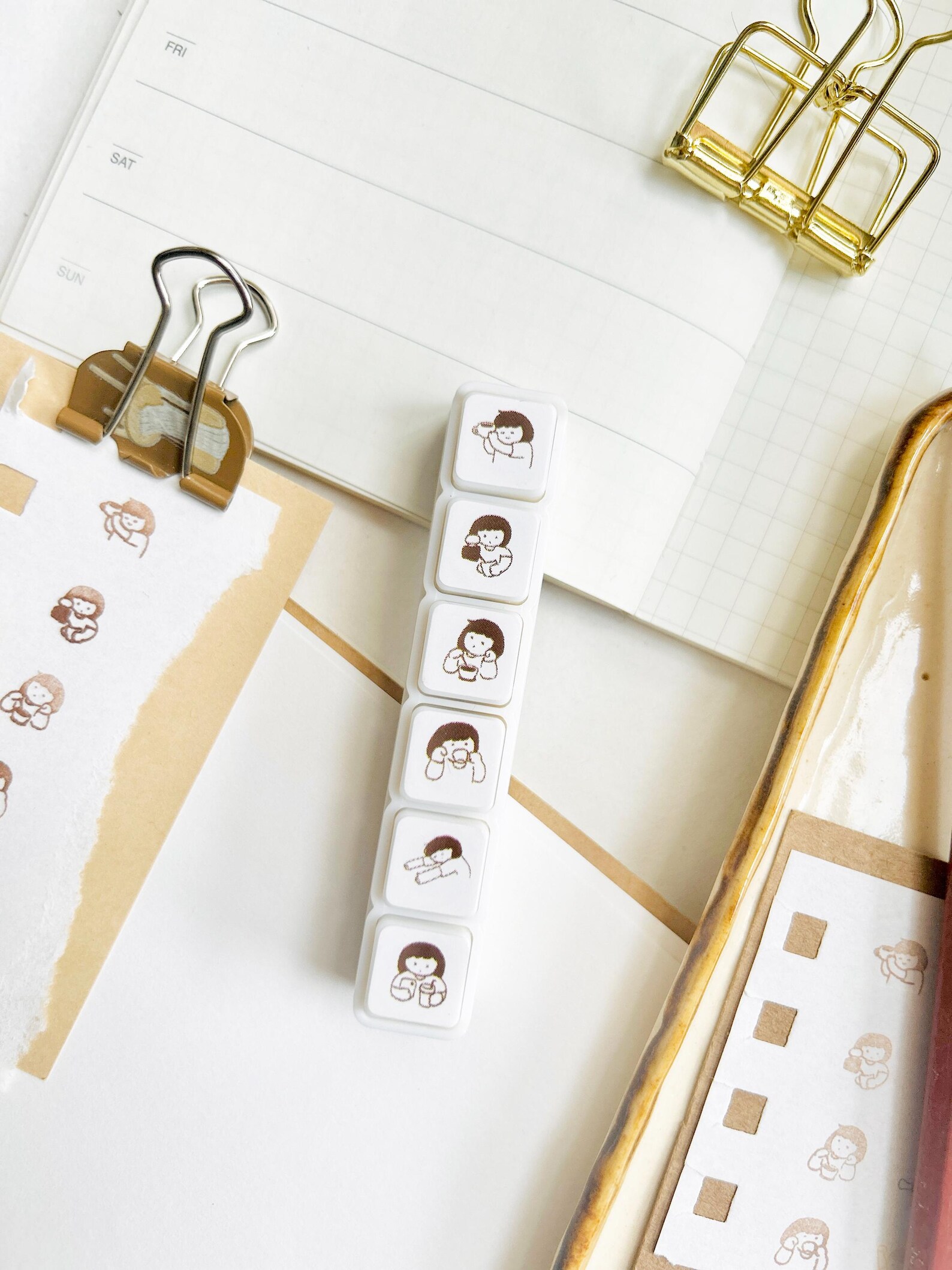 Original Design Mini Stamp, Detachable 6-in-1 Push Button Stamp for ...