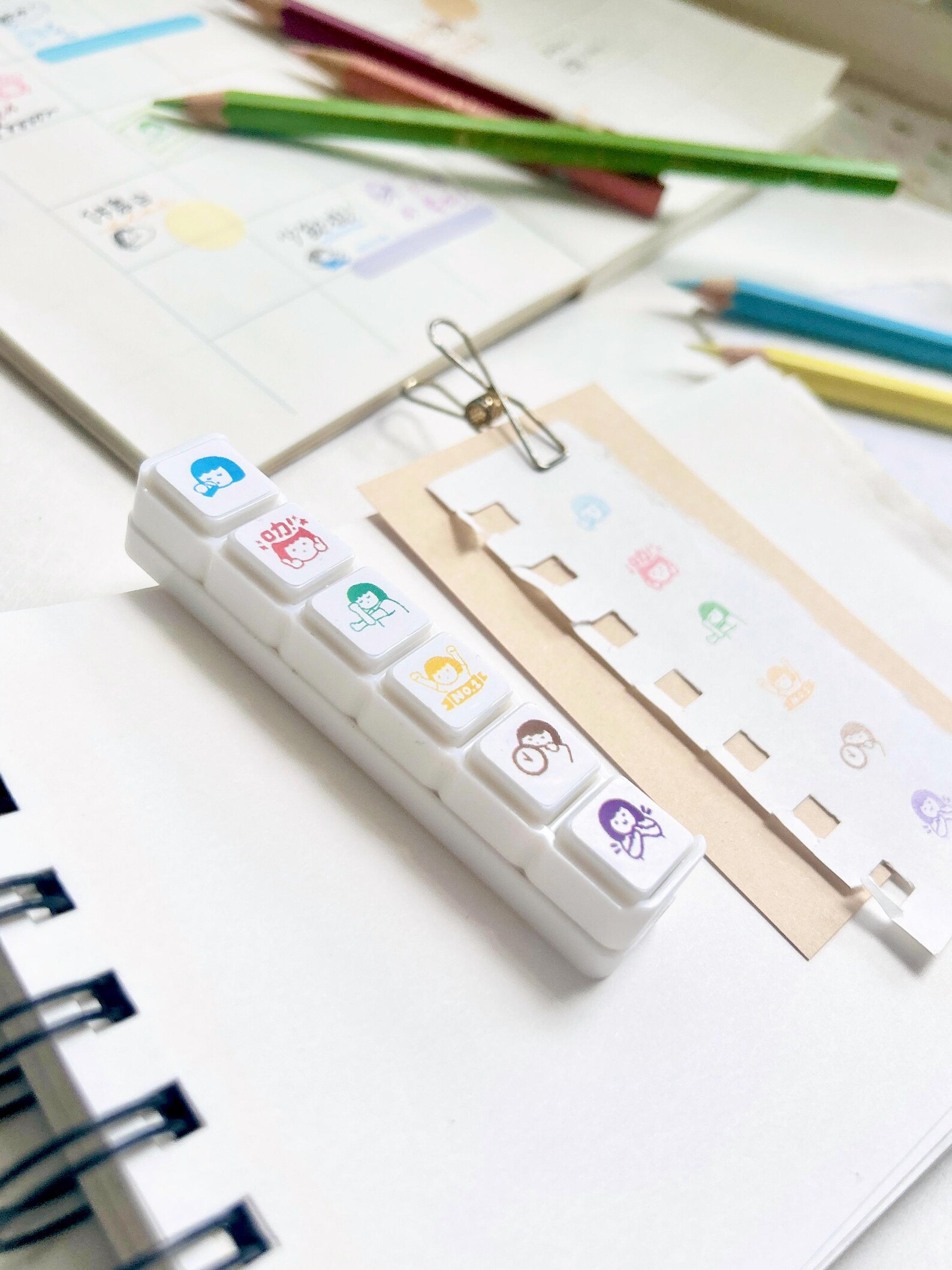 Habit Tracker for Planner, 6 in 1 Detachable Push-button Stamps, Mini ...