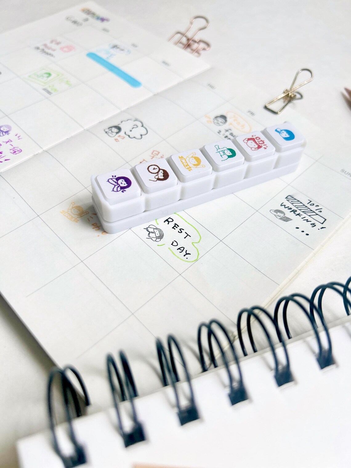 Habit Tracker for Planner, 6 in 1 Detachable Push-button Stamps, Mini ...