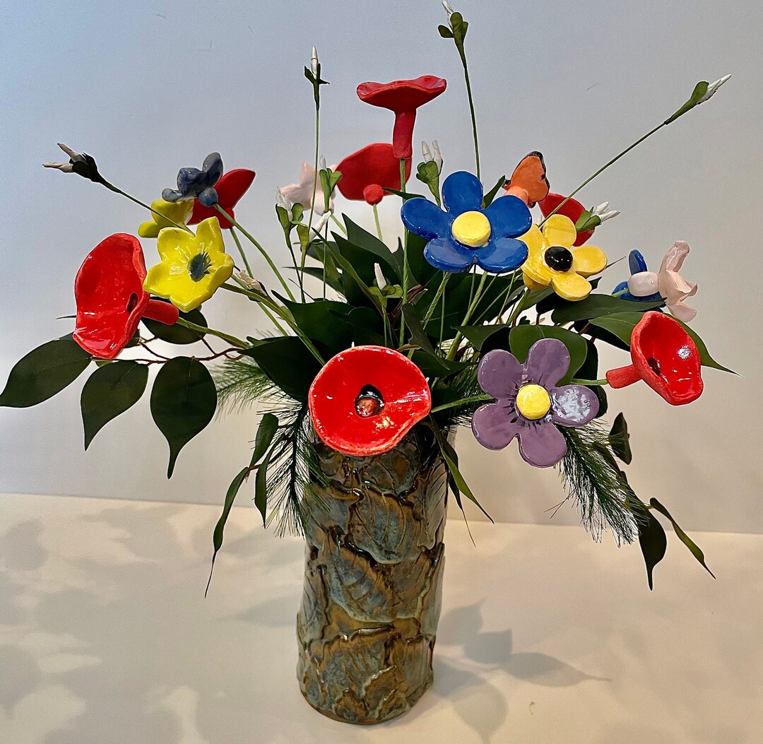 Ceramic Vase and Flowers - Etsy