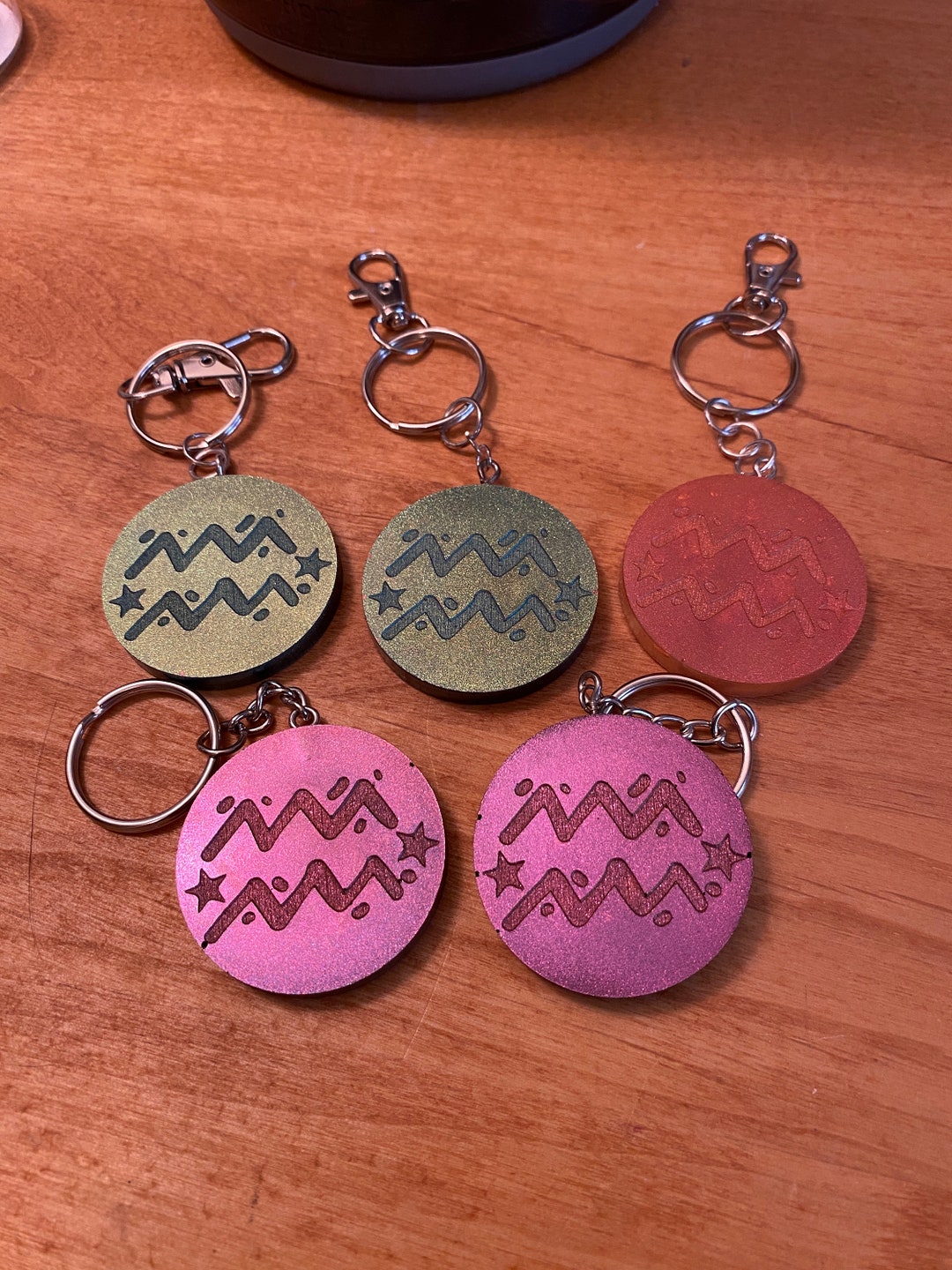Aquarius Zodiac Sign Color Shift Keychain - Etsy