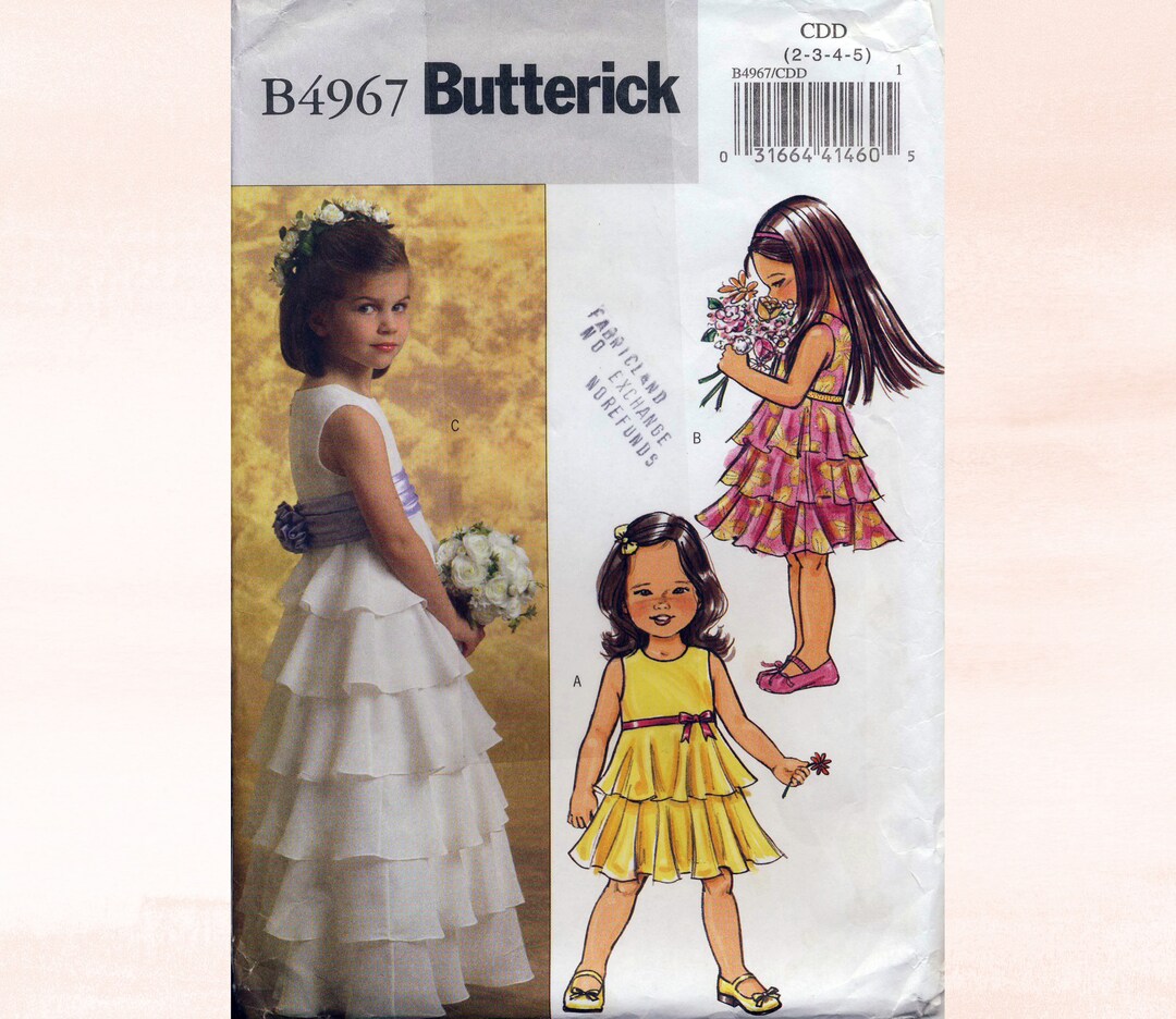 CHILDREN'S GIRLS' Dress and Cummerbund Sewing Pattern - Butterick 4967 ...