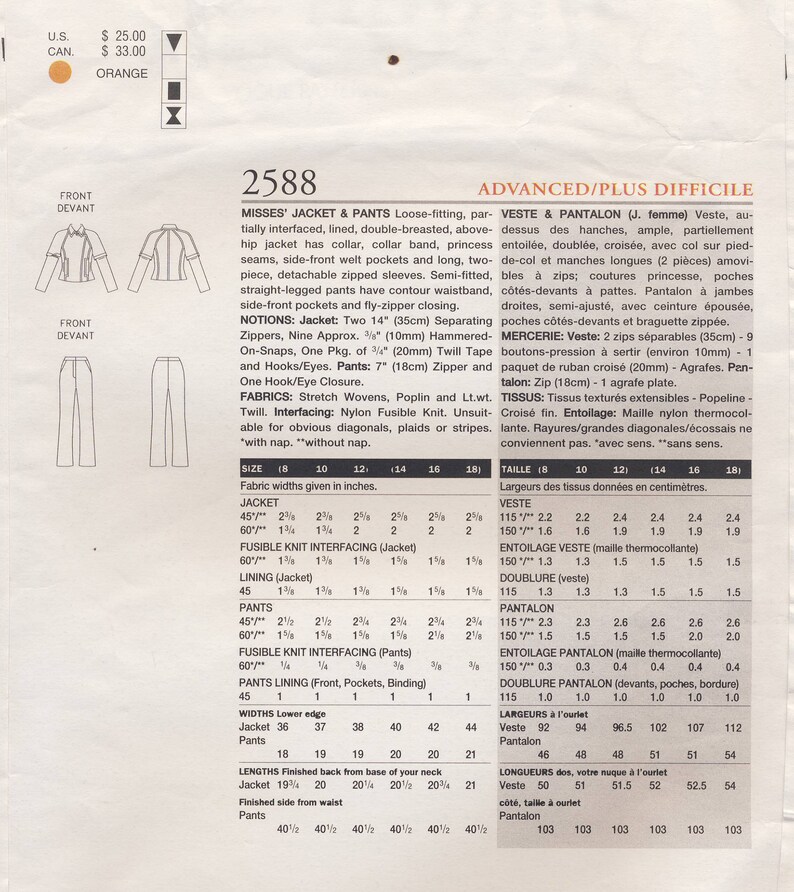 CALVIN KLEIN American Designer Jacket and Pants Sewing Pattern - Etsy ...
