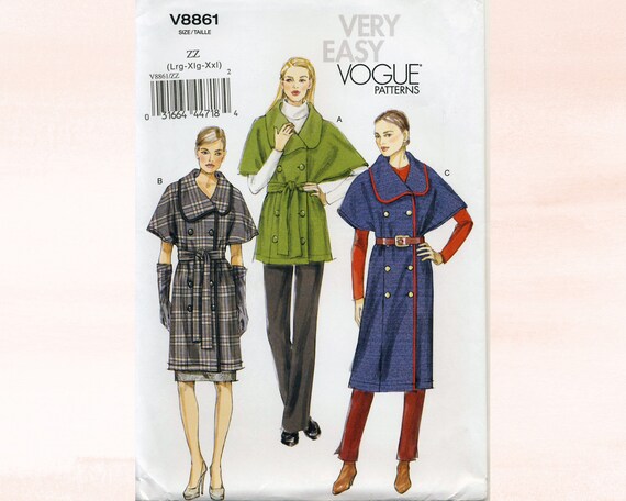 Very Easy VOGUE V8861 Jacket and Belt Sewing Pattern Size | Etsy