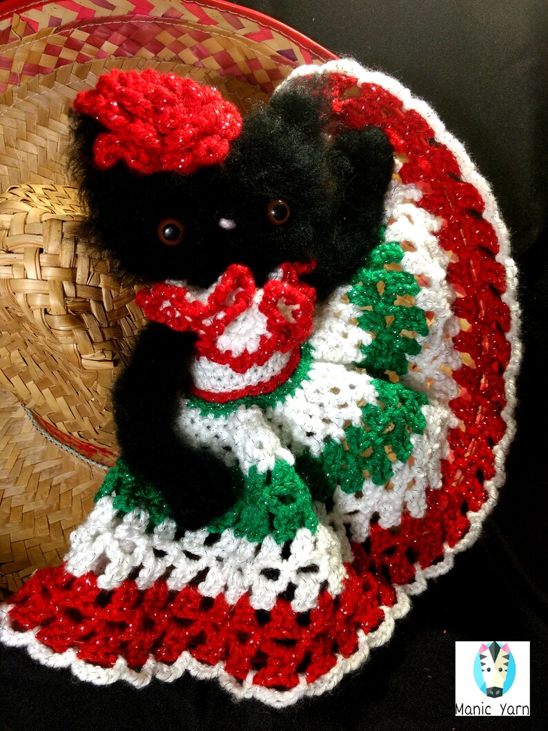 Fiesta Cat Smashy Face Cat Kitten With Dress Crochet Pattern - Etsy
