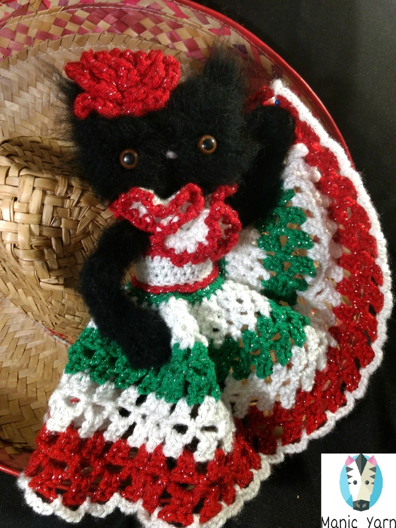 Fiesta Cat Smashy Face Cat Kitten With Dress Crochet Pattern - Etsy