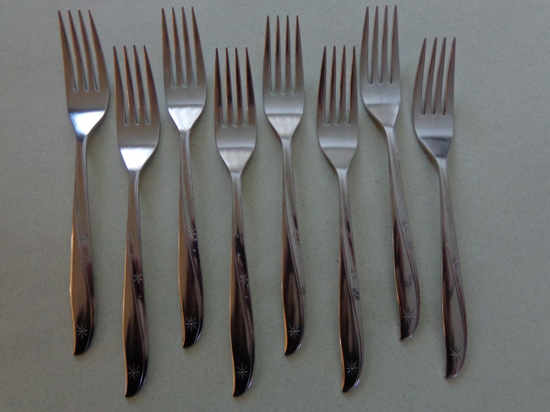 8 Twin Star Dinner Forks, Vintage Oneida Community Flatware, Silver ...