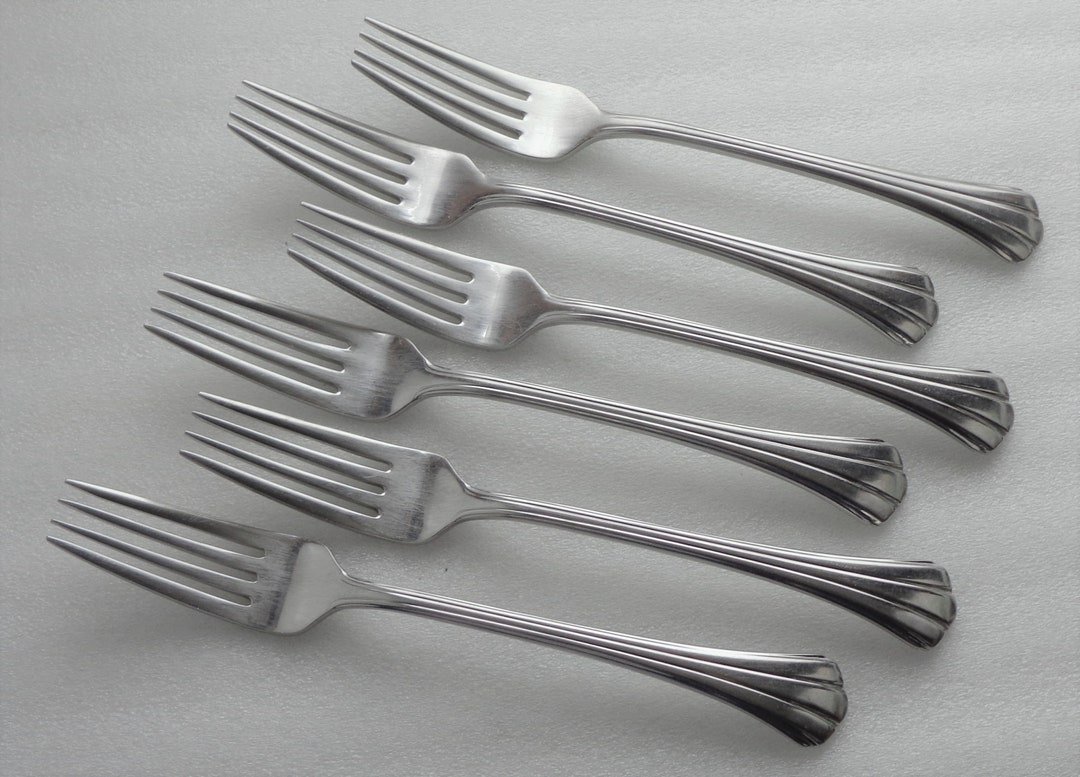 6 Satin Flutes Dinner Forks, Lenox Stainless, 18/8 Flatware, Korea - Etsy