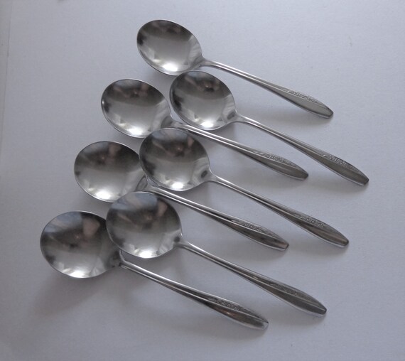 Insico Stainless Flatware 7 Gumbo Soup Spoons Round Bowl | Etsy