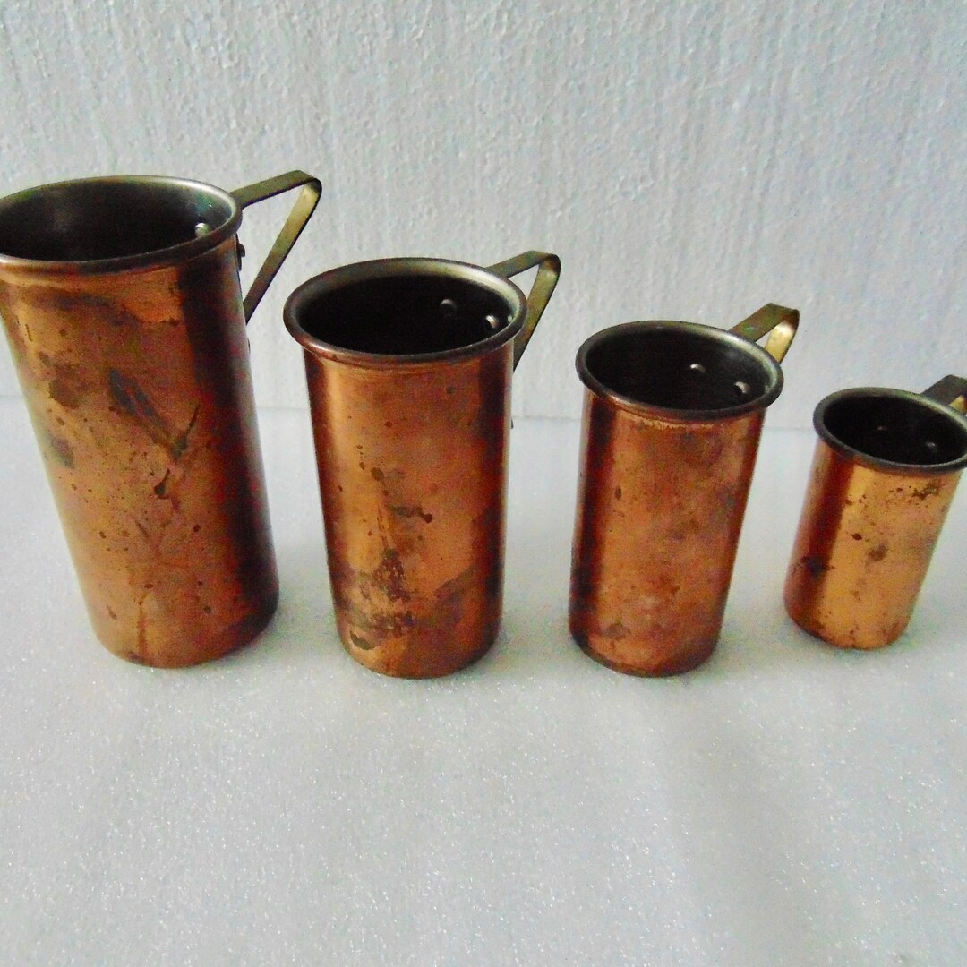 Vintage Copper & Brass Tall Measuring Cup 4 Pc Set - Etsy