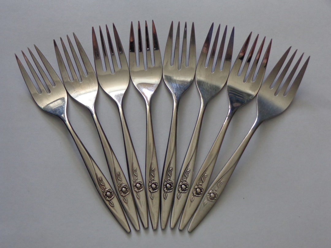 Oneida Lasting Rose Flatware 8 Stainless Salad Forks - Etsy
