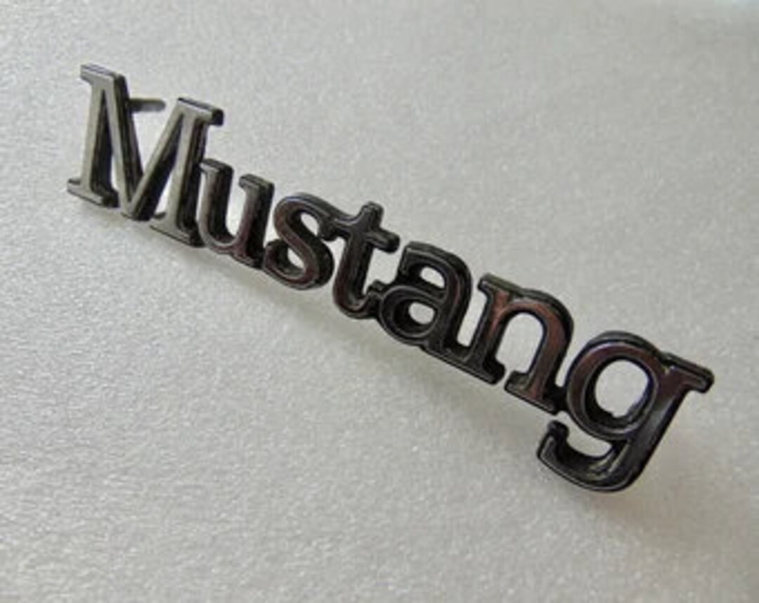 Vintage Ford Mustang Lettering Badge Emblem, Silver & Black Metal ...