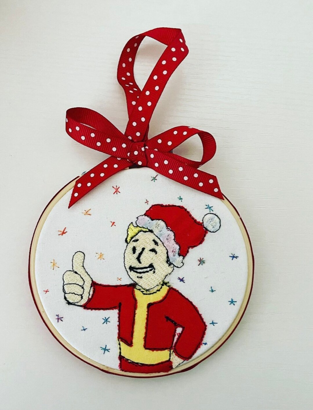 Vault Boy Fallout Christmas Ornament Hoop Art - 4 Inch Hoop - Fallout ...