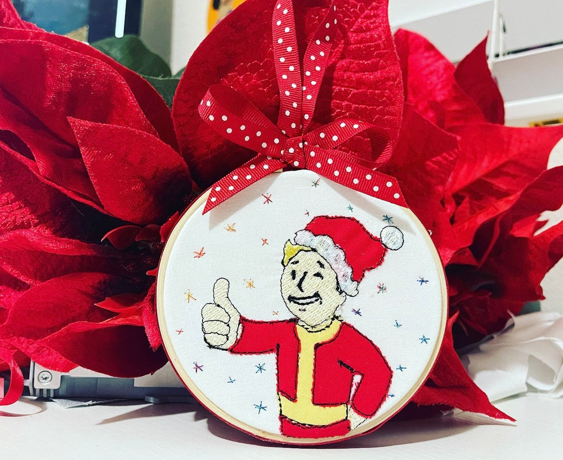 Vault Boy Fallout Christmas Ornament Hoop Art 4 Inch Hoop - Etsy