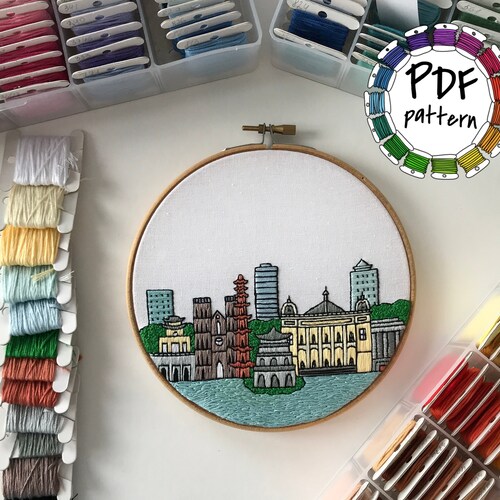 Hanoi Vietnam. Hand Embroidery Pattern PDF. DIY. Embroidery | Etsy