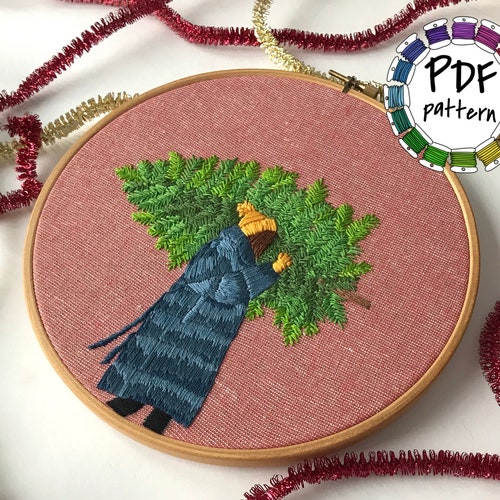 Hand Embroidery Pattern // Evergreen Whimsy // DIY Hoop Art // - Etsy