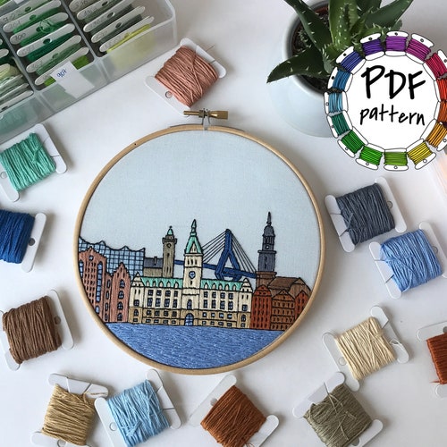 Paris Roofs. Hand Embroidery Pattern PDF. DIY. Embroidery Hoop | Etsy