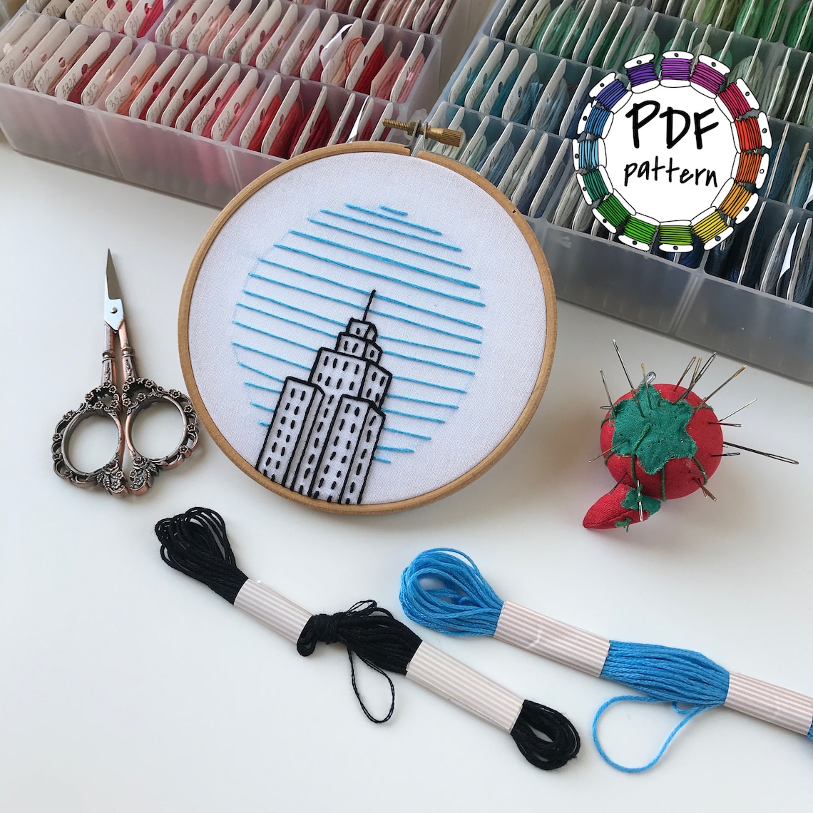 Skyscraper Architectural Embroidery Pattern for Beginners. - Etsy