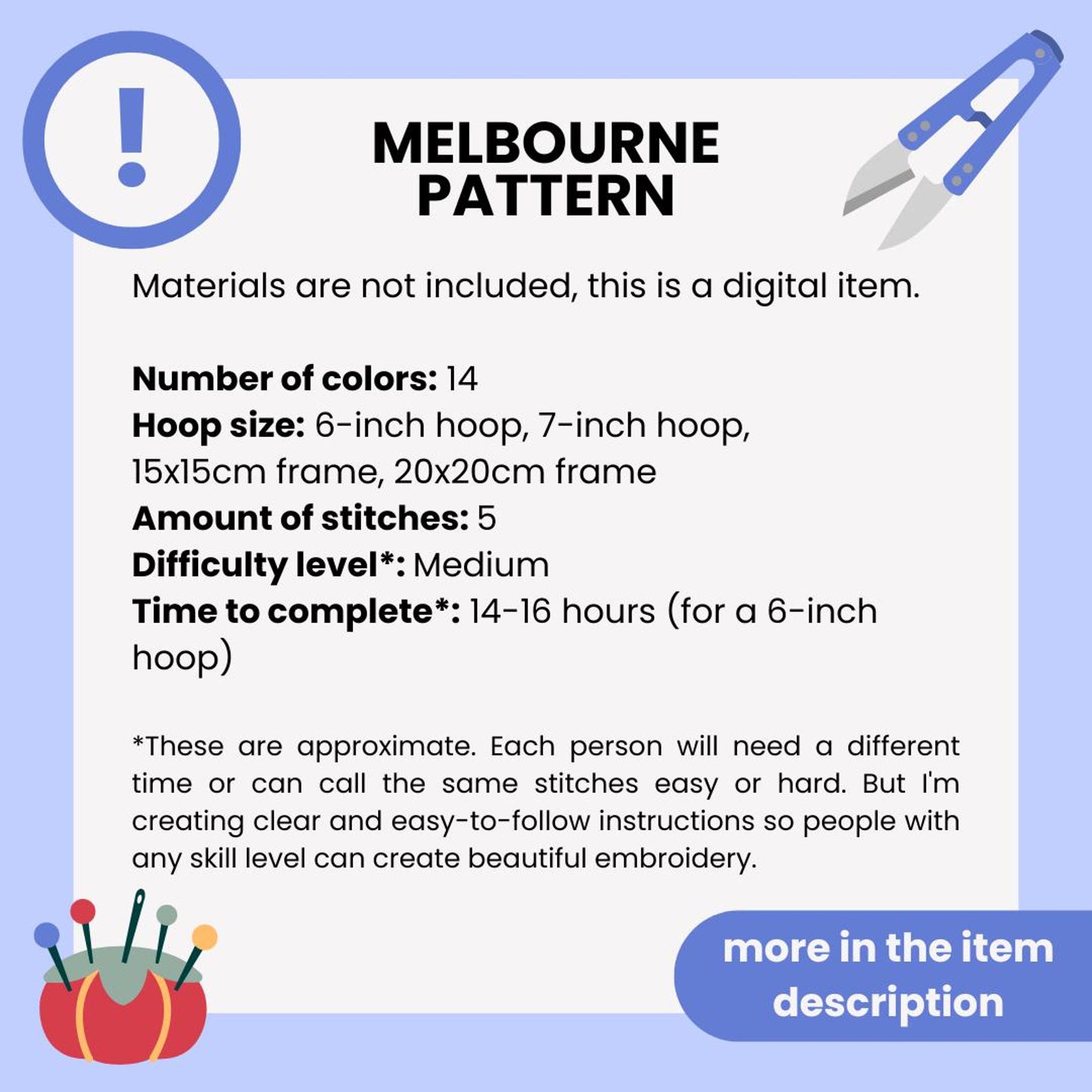Melbourne, Australia. Hand Embroidery Pattern PDF With Embroidery Guide ...