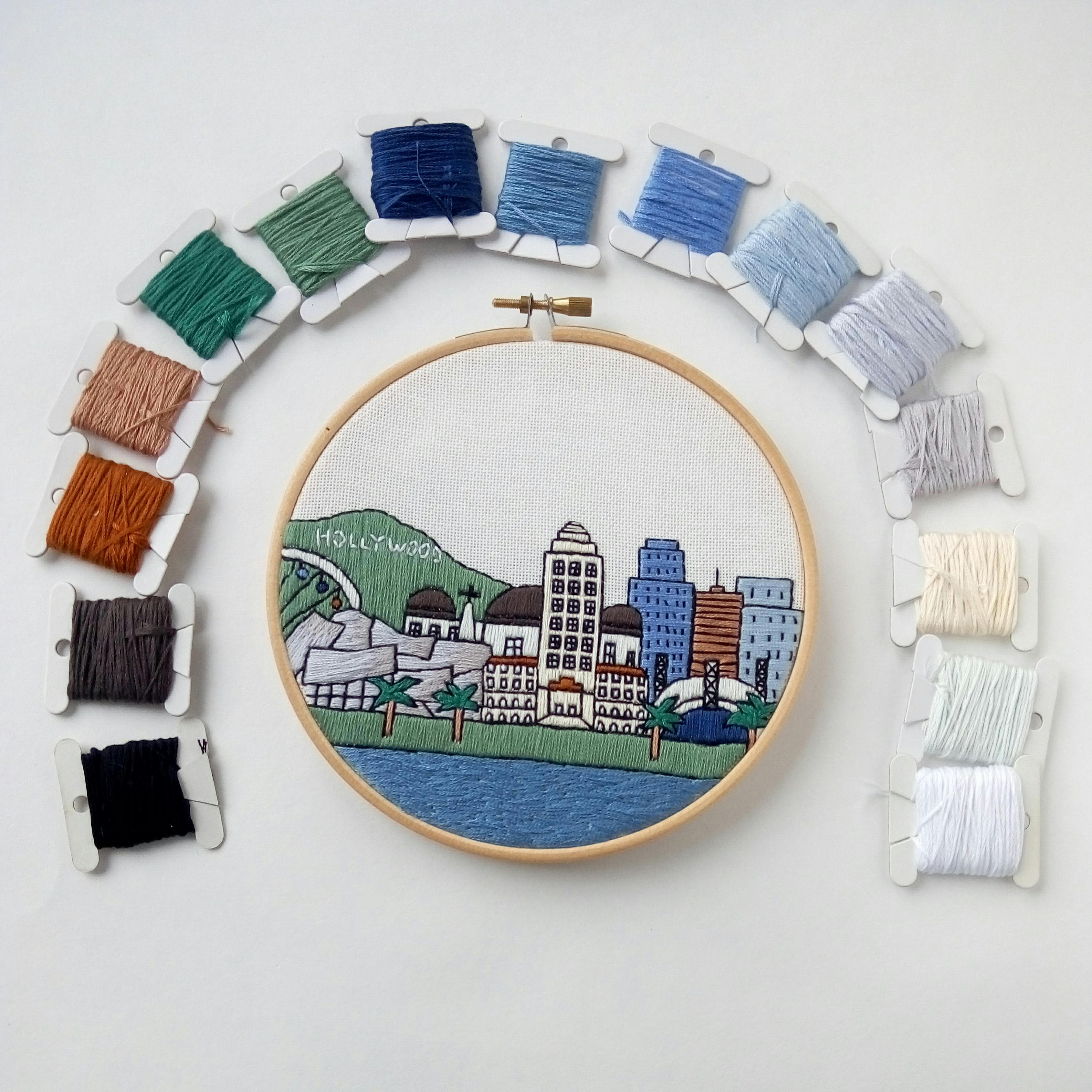 Los Angeles CA United States. Hand Embroidery Pattern PDF. | Etsy