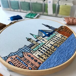 Hamburg, Germany. Hand Embroidery Pattern PDF. DIY Embroidery Art ...