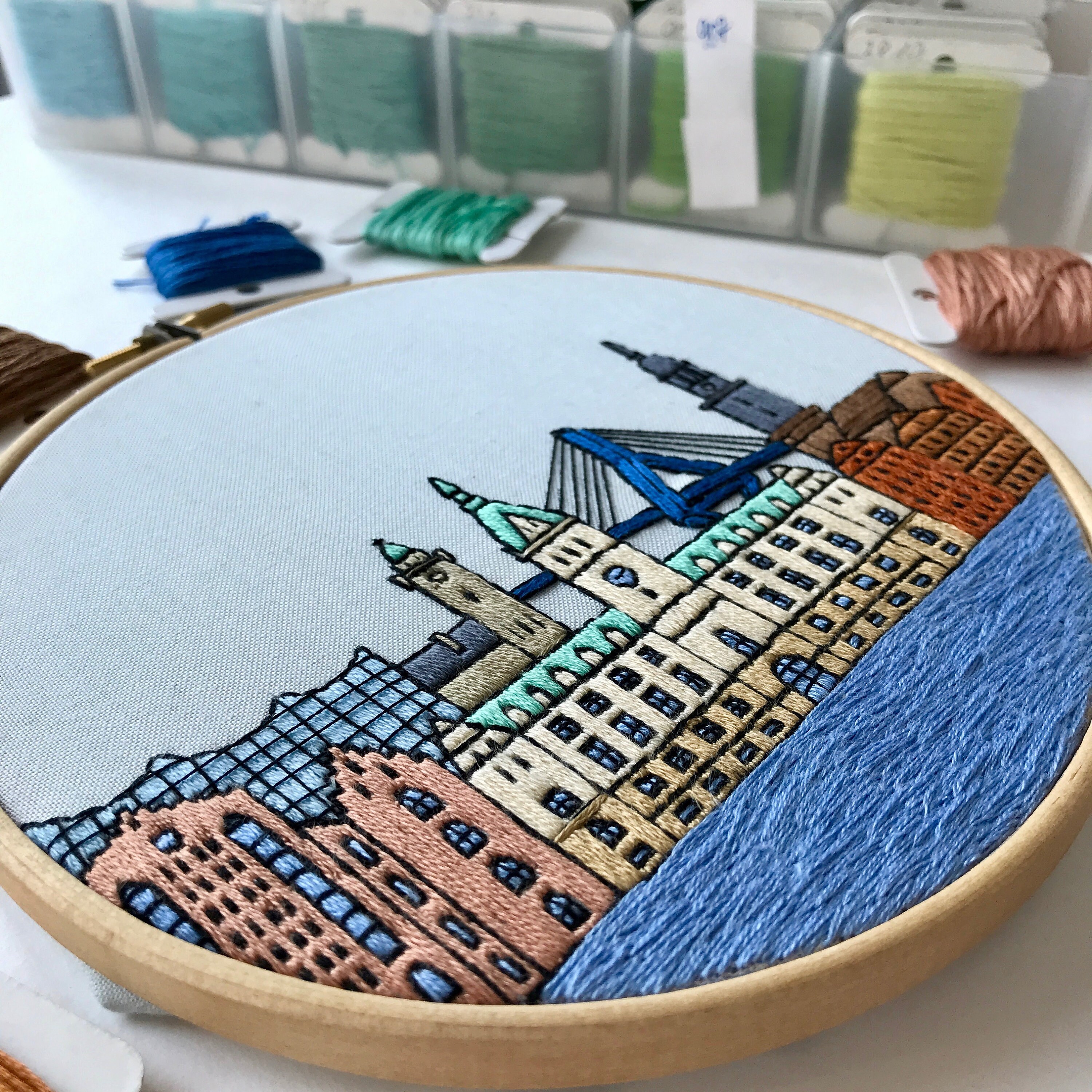 Hamburg, Germany. Hand Embroidery Pattern PDF With Embroidery Guide and ...