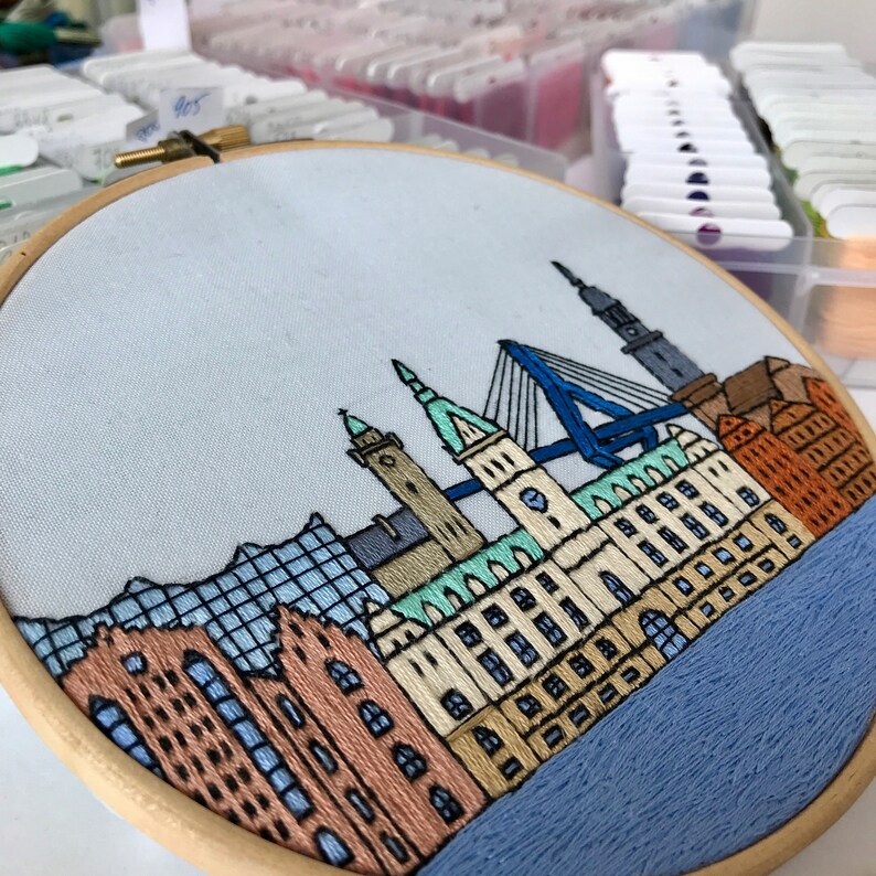 Hamburg Germany. Hand Embroidery Pattern PDF. DIY. Embroidery - Etsy Sweden