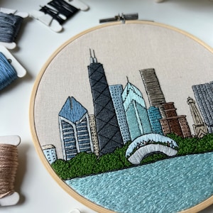 Chicago IL, United States. Hand Embroidery Pattern PDF With Embroidery ...