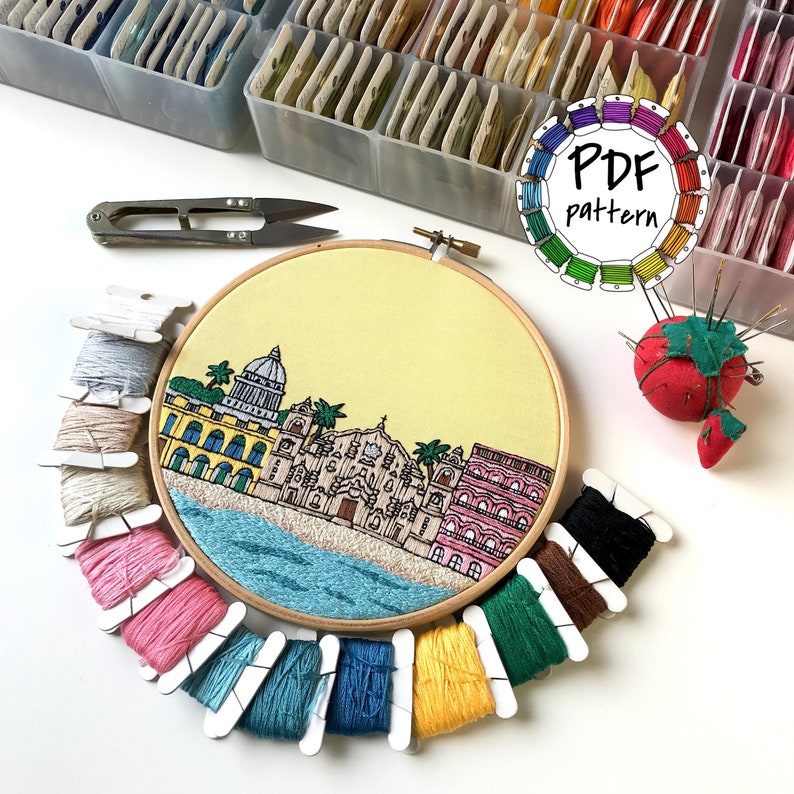 Havana Cuba. Hand Embroidery Pattern PDF. Embroidery Hoop - Etsy