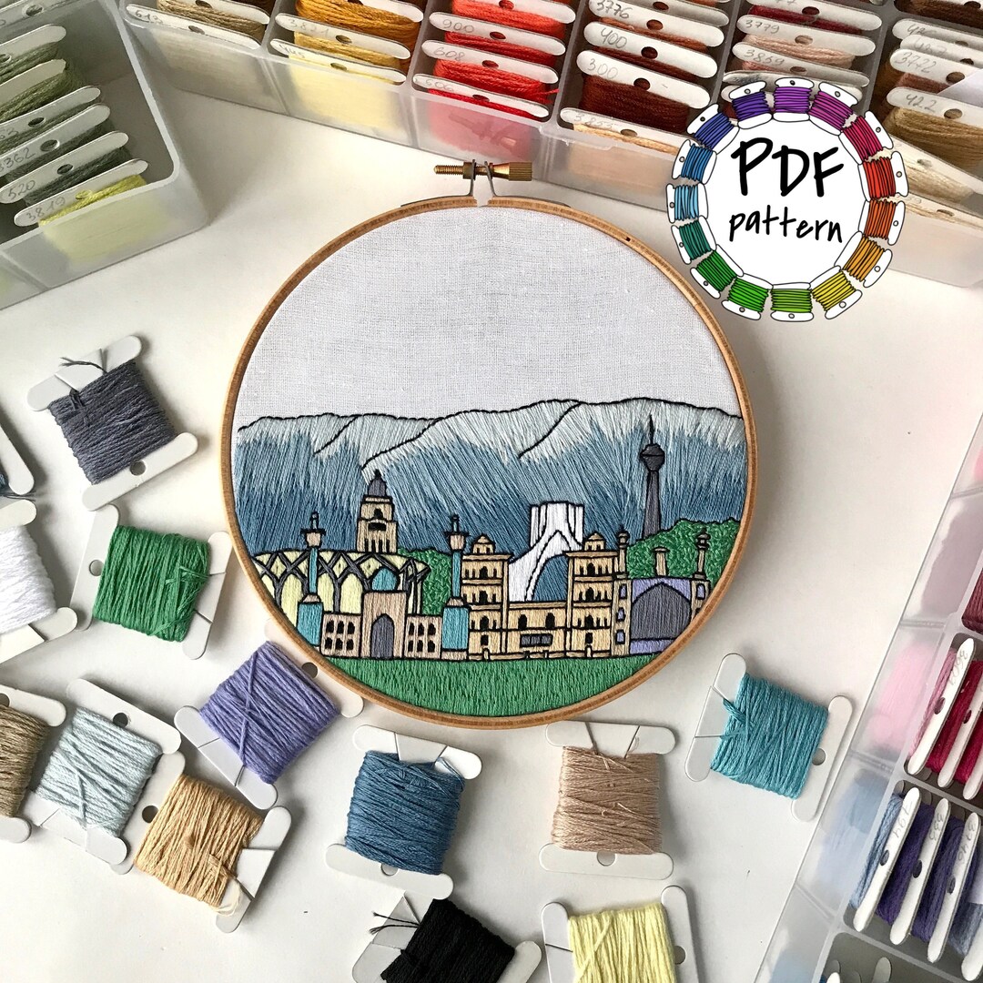 Tehran, Iran. Hand Embroidery Pattern PDF. DIY. Embroidery Hoop Art ...