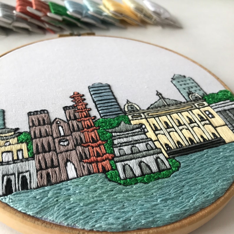 Hanoi Vietnam. Hand Embroidery Pattern PDF. DIY. Embroidery | Etsy